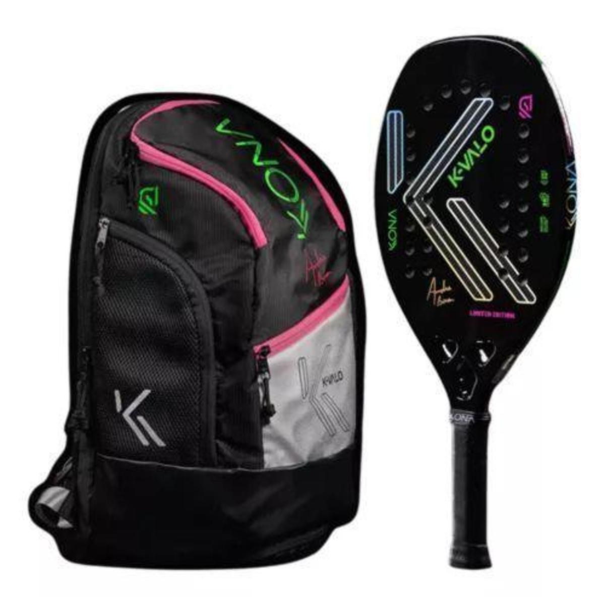 Raquete e Raqueteira de Beach Tennis Kona K-Valo André Baran - Preto ...