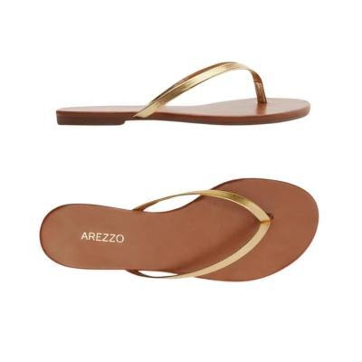 Rasteira Arezzo Dourado Tiras Flip Flop - Dourado | Netshoes