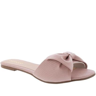 Rasteira Penélope Com Laço Textura Snake Feminina - Rosa | Netshoes