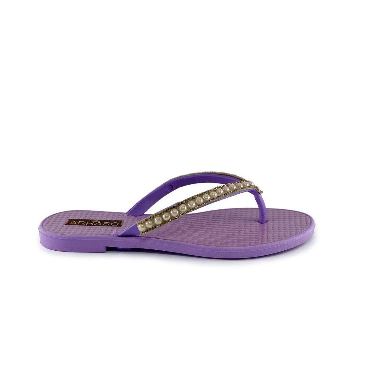 Rasteirinha de Dedo Roxo Neon Beachwere com Detalhes em Perola nas ...