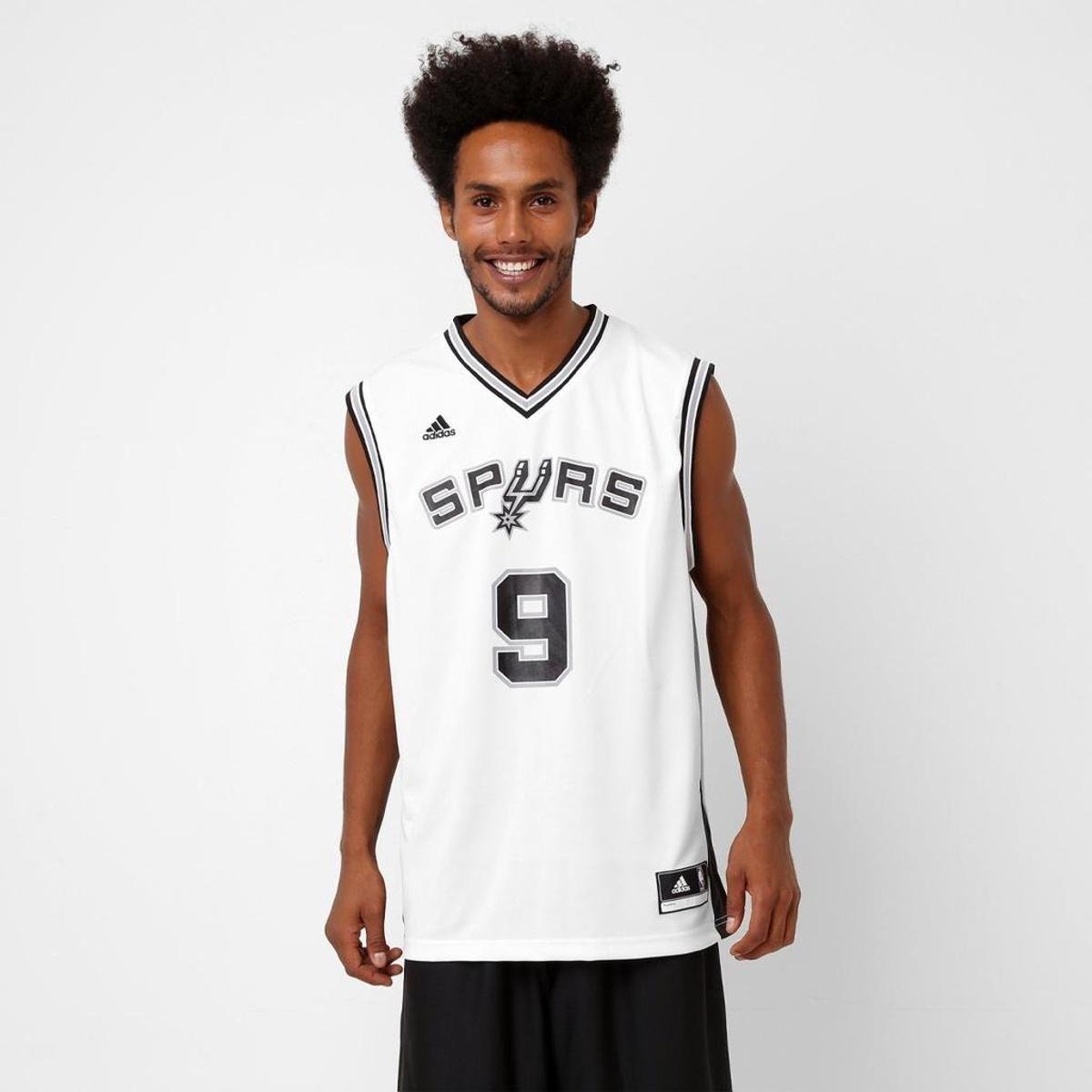 REGATA BASQUETE ADIDAS SPURS PARKER TORCEDOR - Branco | Netshoes