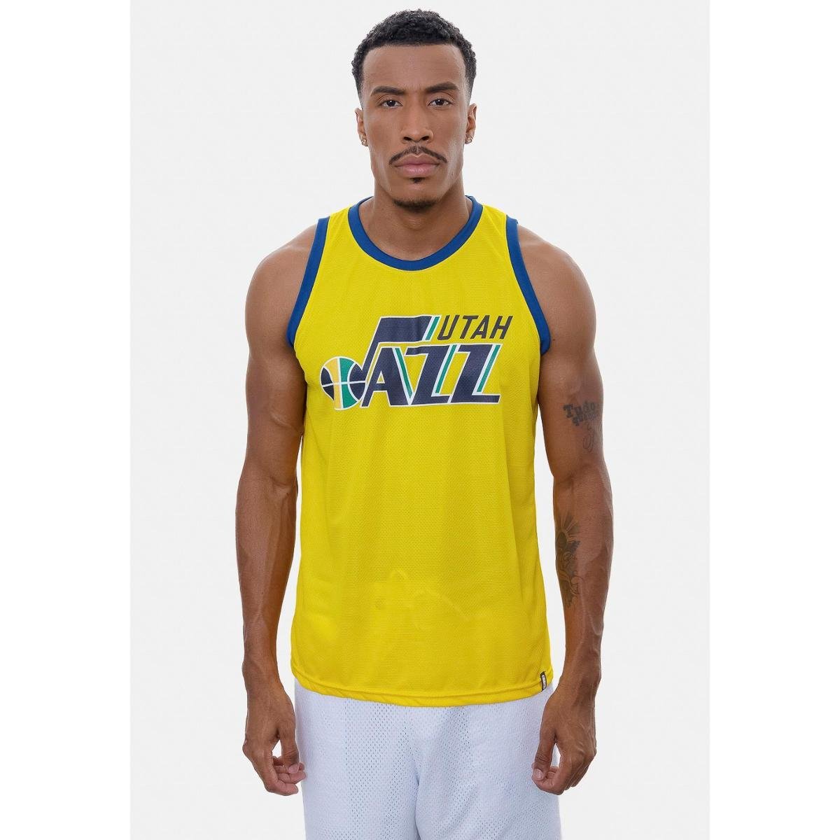 Regata Basquete NBA Sintética Utah Jazz Masculino - Amarelo | Netshoes