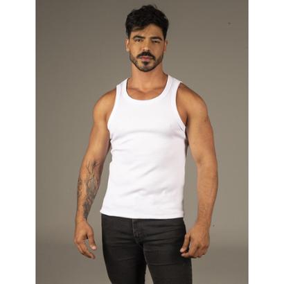 Regata Canelada Americana Masculina Hip Hop Estilo Rapper - Branco ...