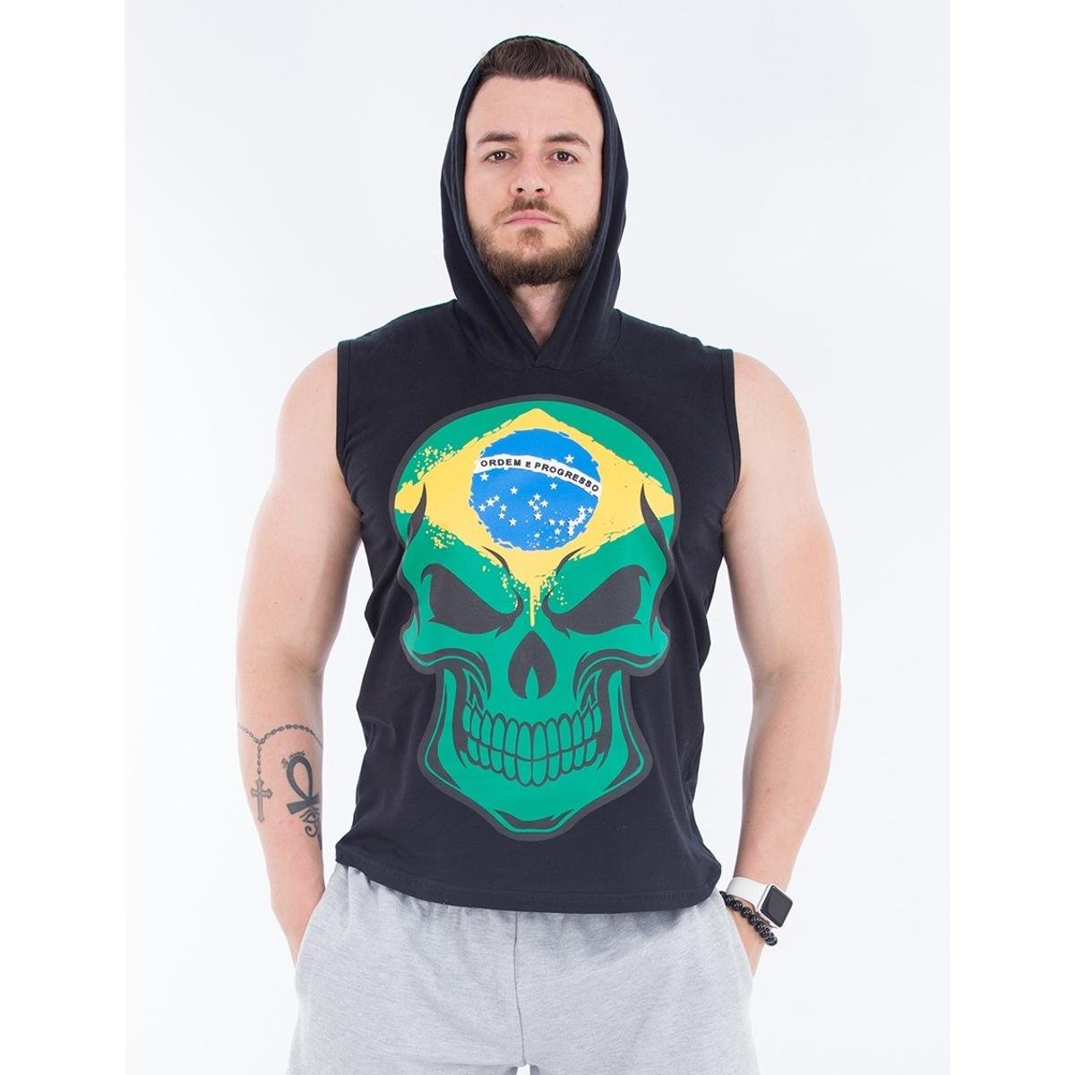 Regata com Capuz Skull Brazil Masculina | Netshoes