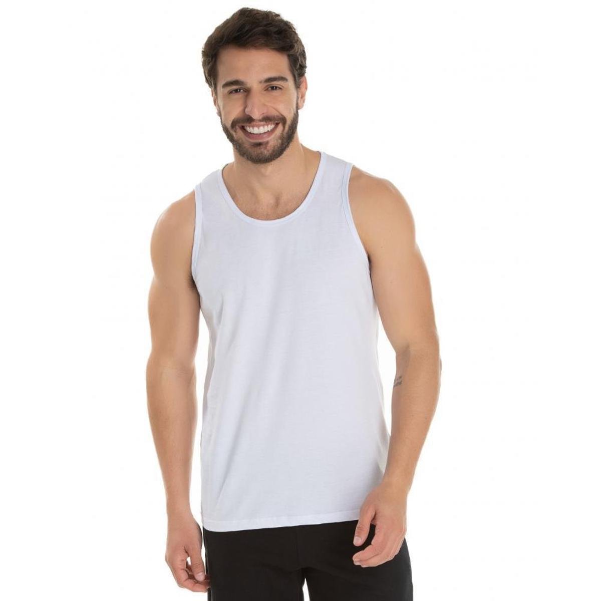 Regata Masculina 100% Poliéster para Sublimação Básica Lisa - Branco ...