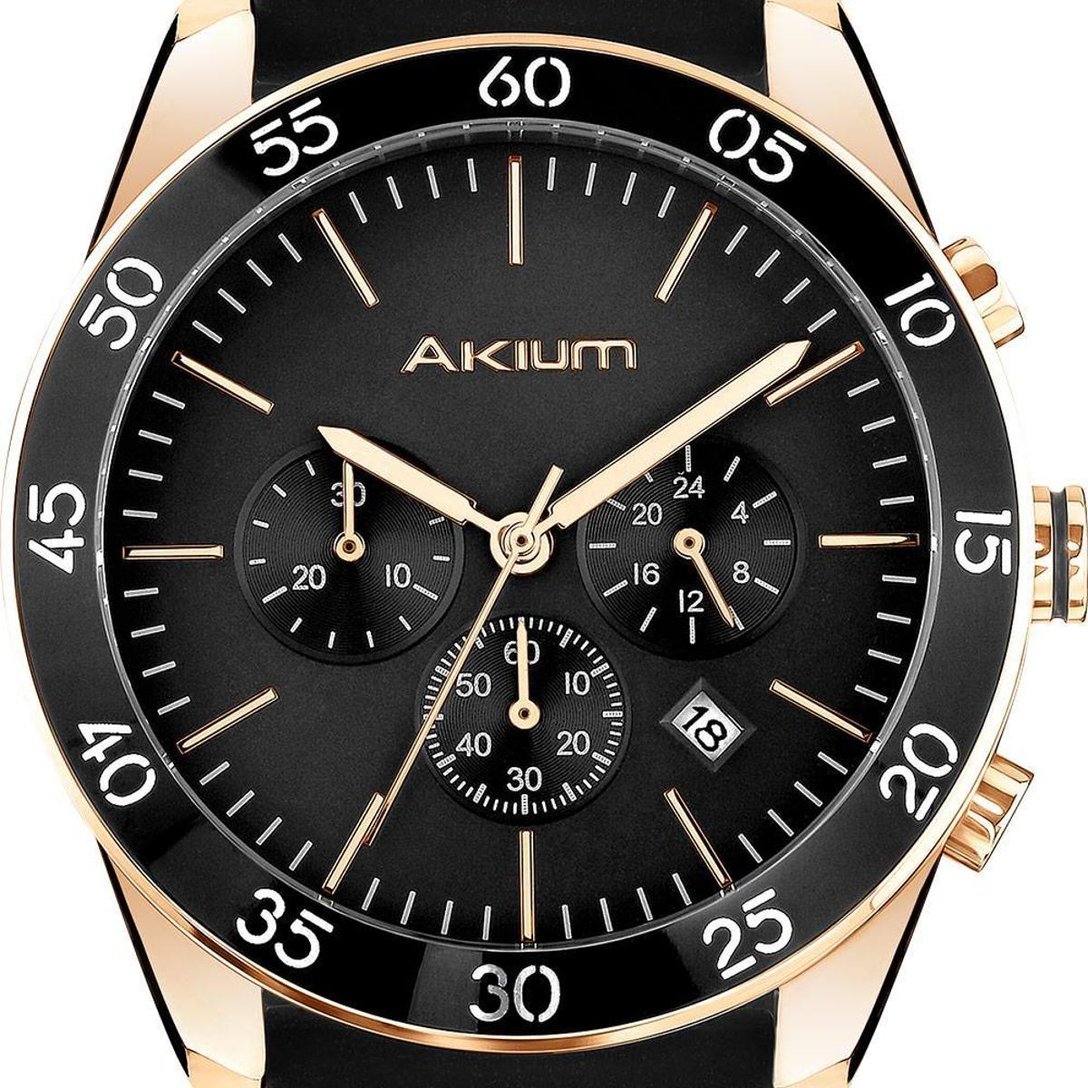 Relógio Akium Masculino Borracha Preta E9-05 5 ATM - Preto | Netshoes