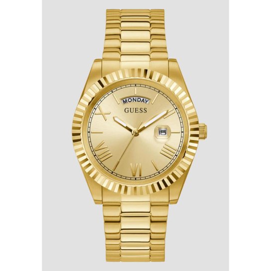 Relógio Analógico Aço Redondo Dourado - Ouro | Netshoes