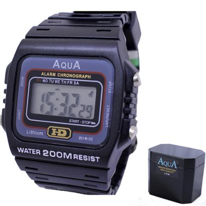 Relógio Aqua AQ-37 HD WR200 Prova Dágua - Preto | Netshoes