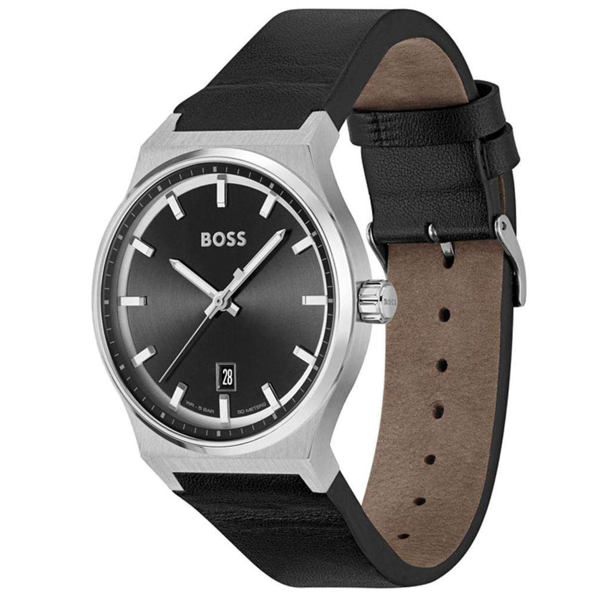 Relógio Boss Masculino Couro Preto 1514075 - Preto | Netshoes