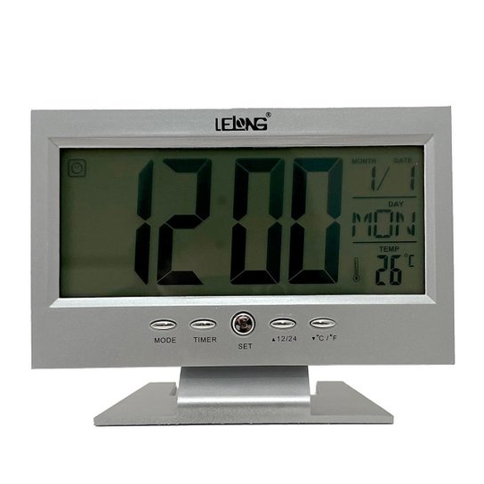 Relógio De Mesa Alarme Calendário Dia Semana Mês Temperatura Formato ...