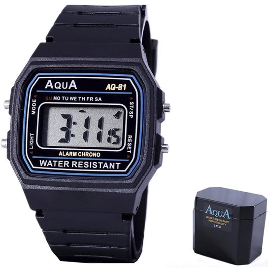 Relógio de Pulso Feminino e Masculino Modelo Aqua Clássico Vintage À Prova D'agua - Preto | Netshoes