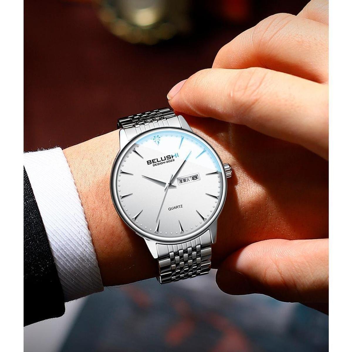 Relógio de Pulso Masculino Automático em Prata Luxuoso - Preto | Netshoes