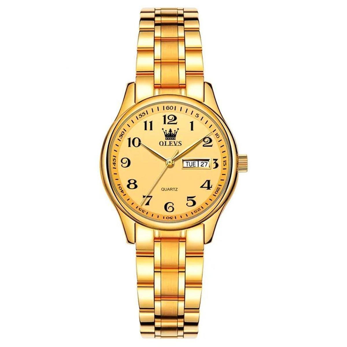 Relógio Feminino de Pulso com Ponteiro Dourado Moderno - Preto | Netshoes