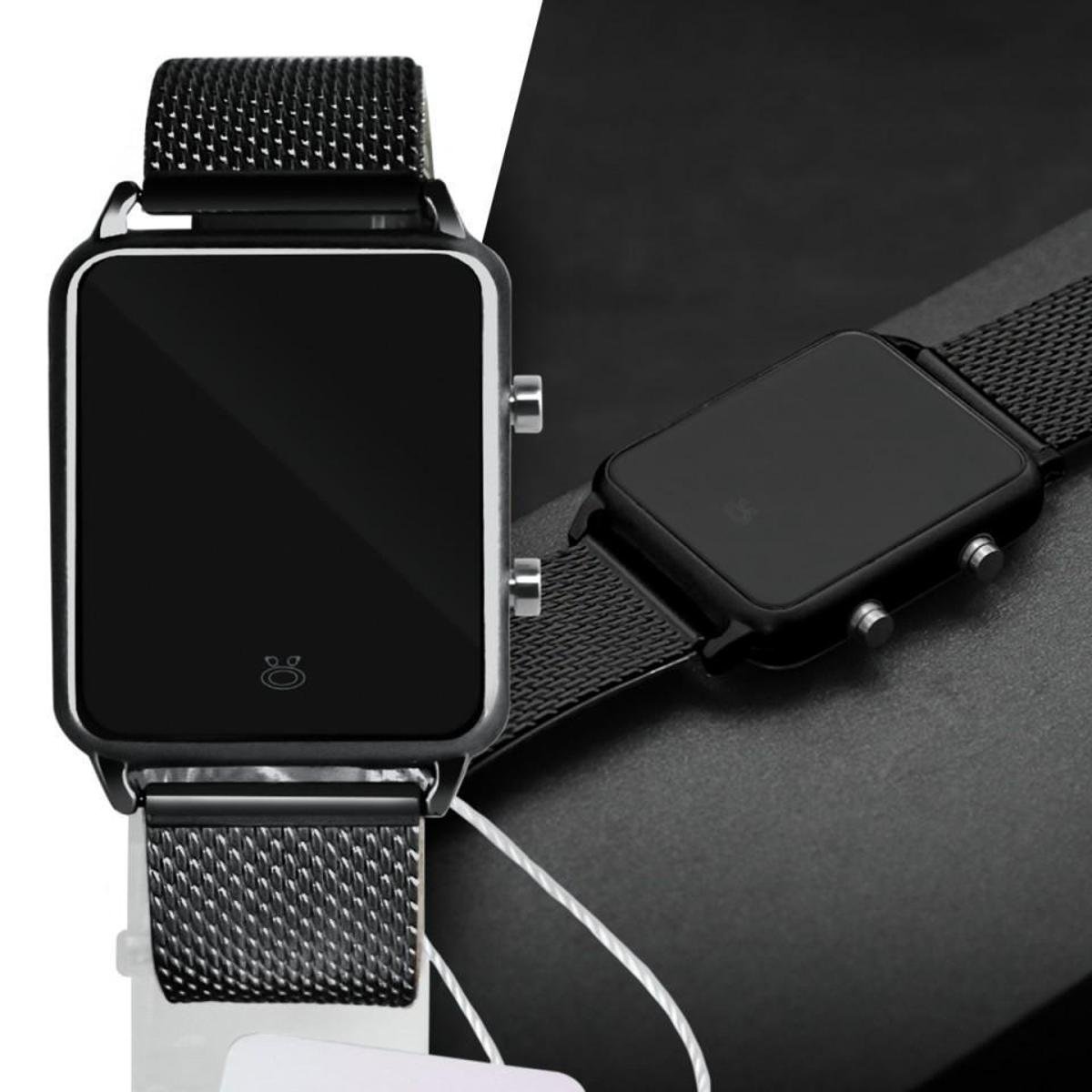 Relogio feminino digital preto led ajustavel gravado a laser - Preto ...