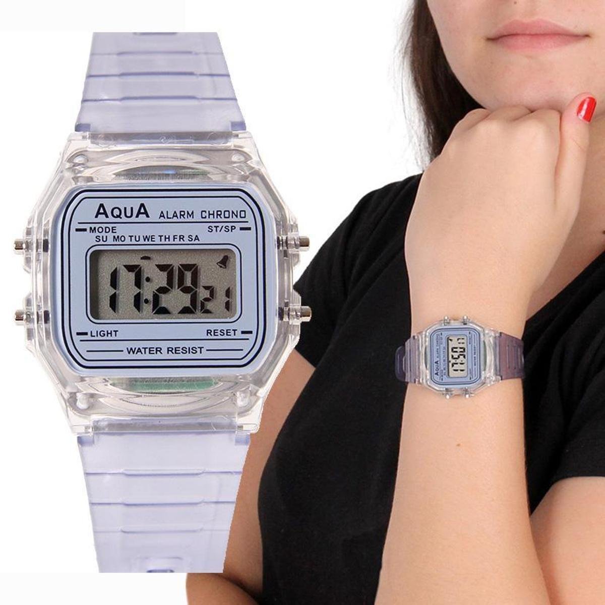 Relógio Feminino e Masculino Modelo Aqua Clássico Vintage À Prova D'agua - Azul | Netshoes