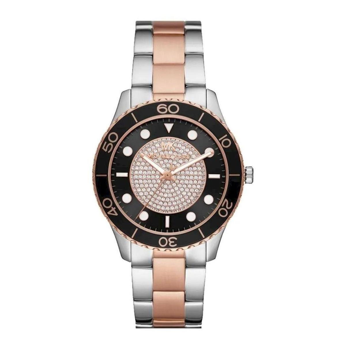 Relógio Feminino Michael Kors Mk6960 Runway 40mm Aço E Rose - Preto ...