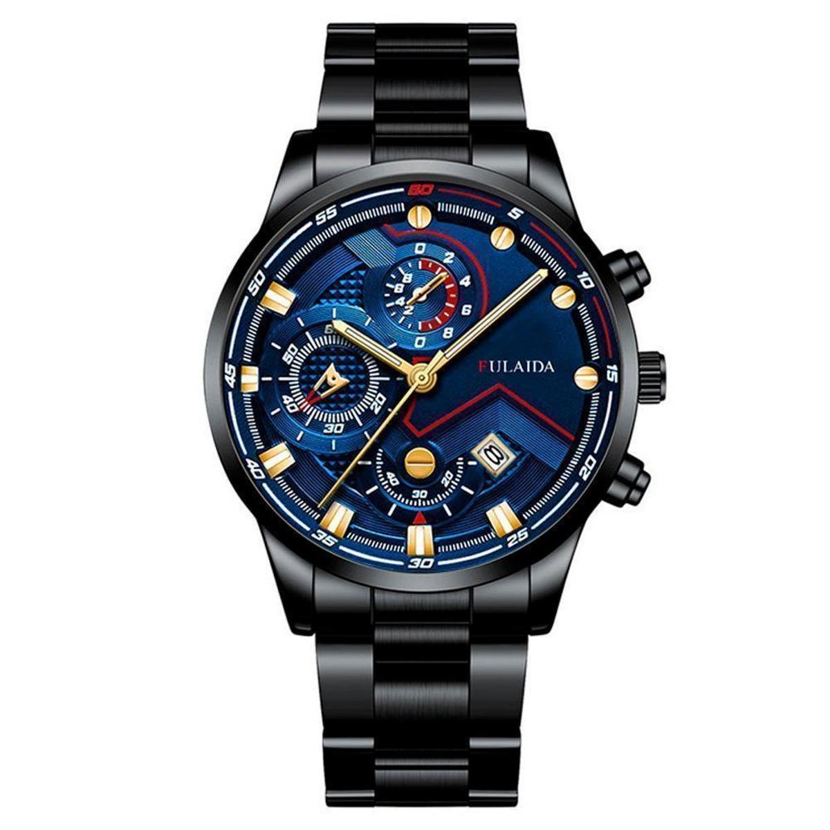Relógio Masculino Original Fulaida Quartzo Preto Azul - Preto | Netshoes
