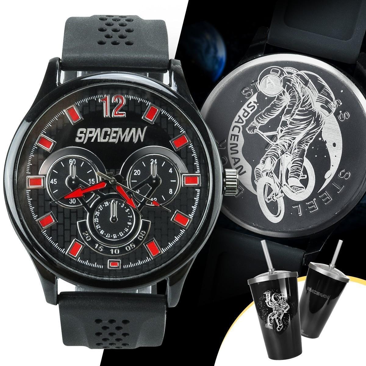 Relogio Masculino personalizado analogico envio 24h luxo + copo - Preto ...