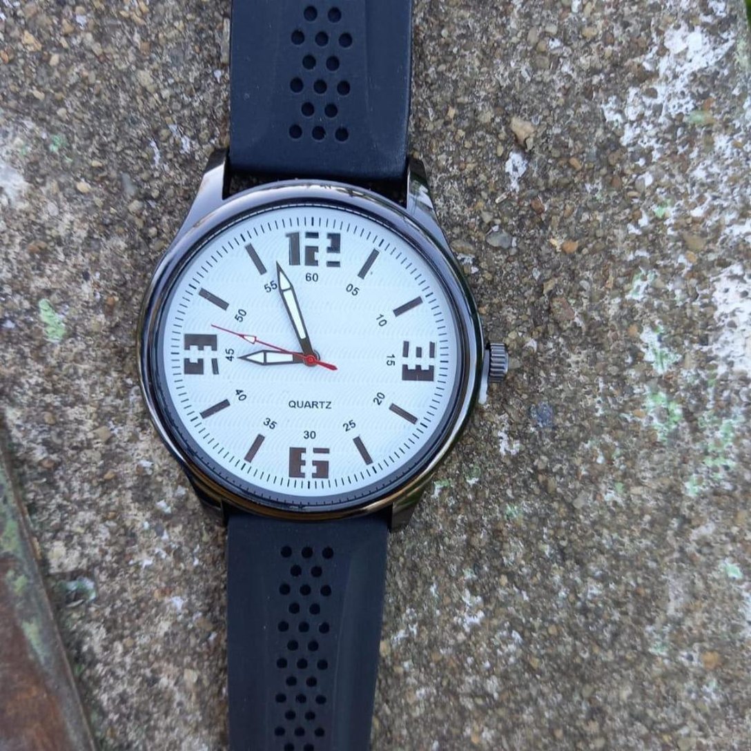 Relógio Masculino Quartz Com Pulseira de Borracha Preta Ponteiro ...