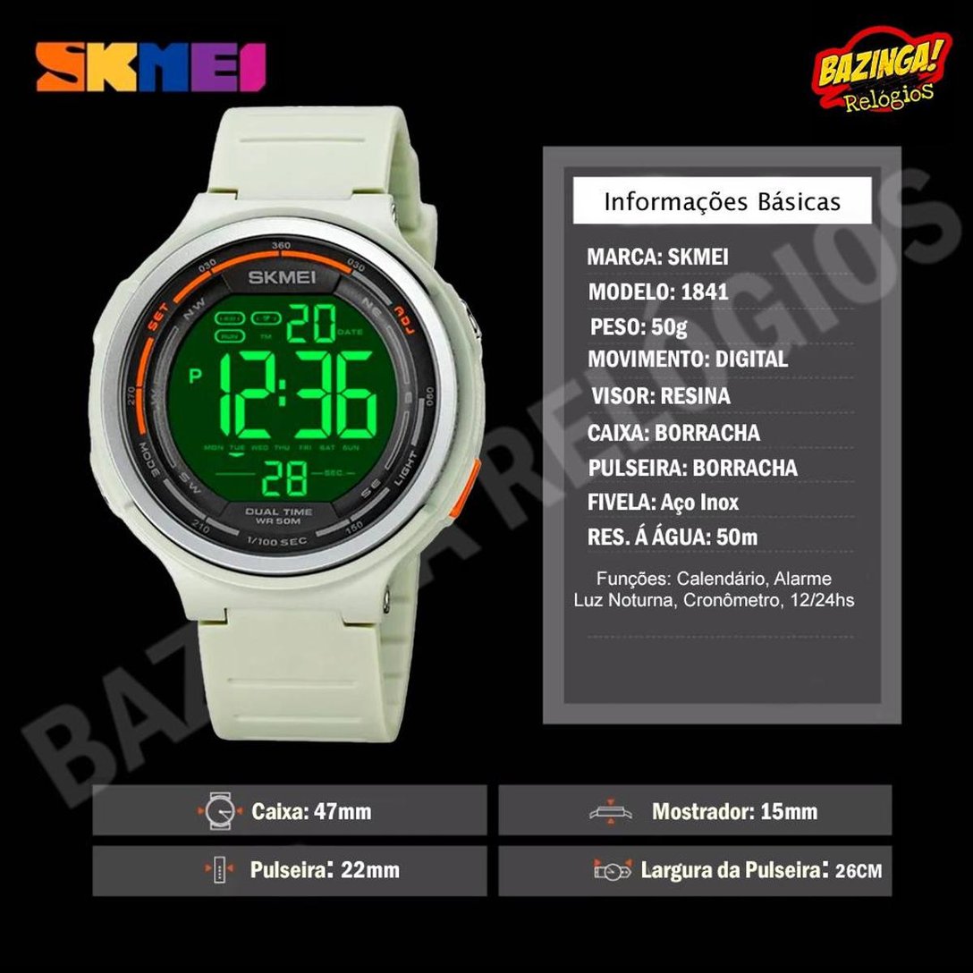 Relógio Masculino Skmei 1841 Á Prova D'água Digital Esportivo - Cinza | Netshoes