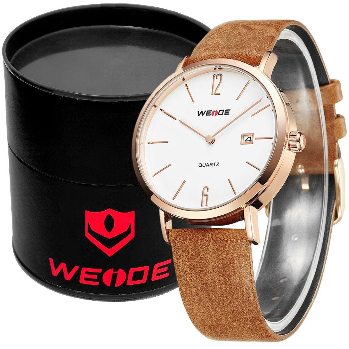 RELÓGIO MASCULINO WEIDE ANALÓGICO WD007 - MARROM, E BRANCO - Preto | Netshoes