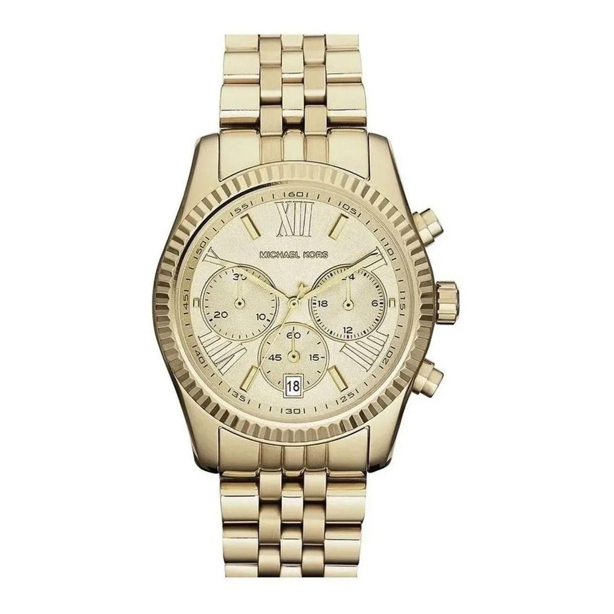 Relógio Michael Kors Feminino Lexington Cronógrafo Mk5556 - Dourado ...