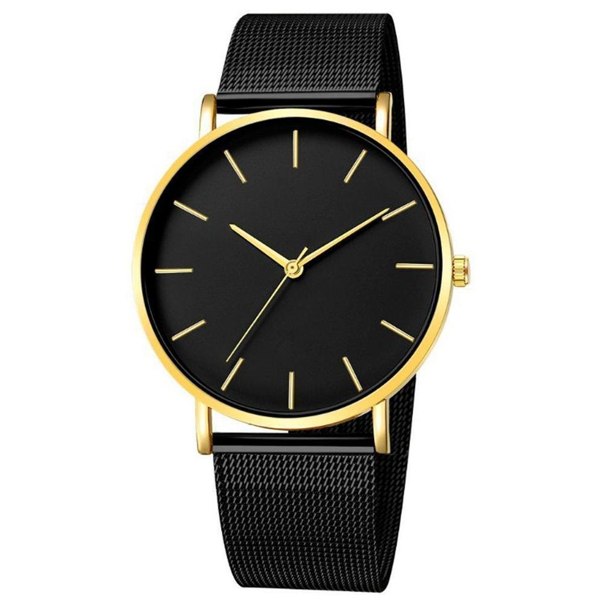 Relógio Minimalista Masculino Estilo De Malha pra Exclusivo - Preto ...