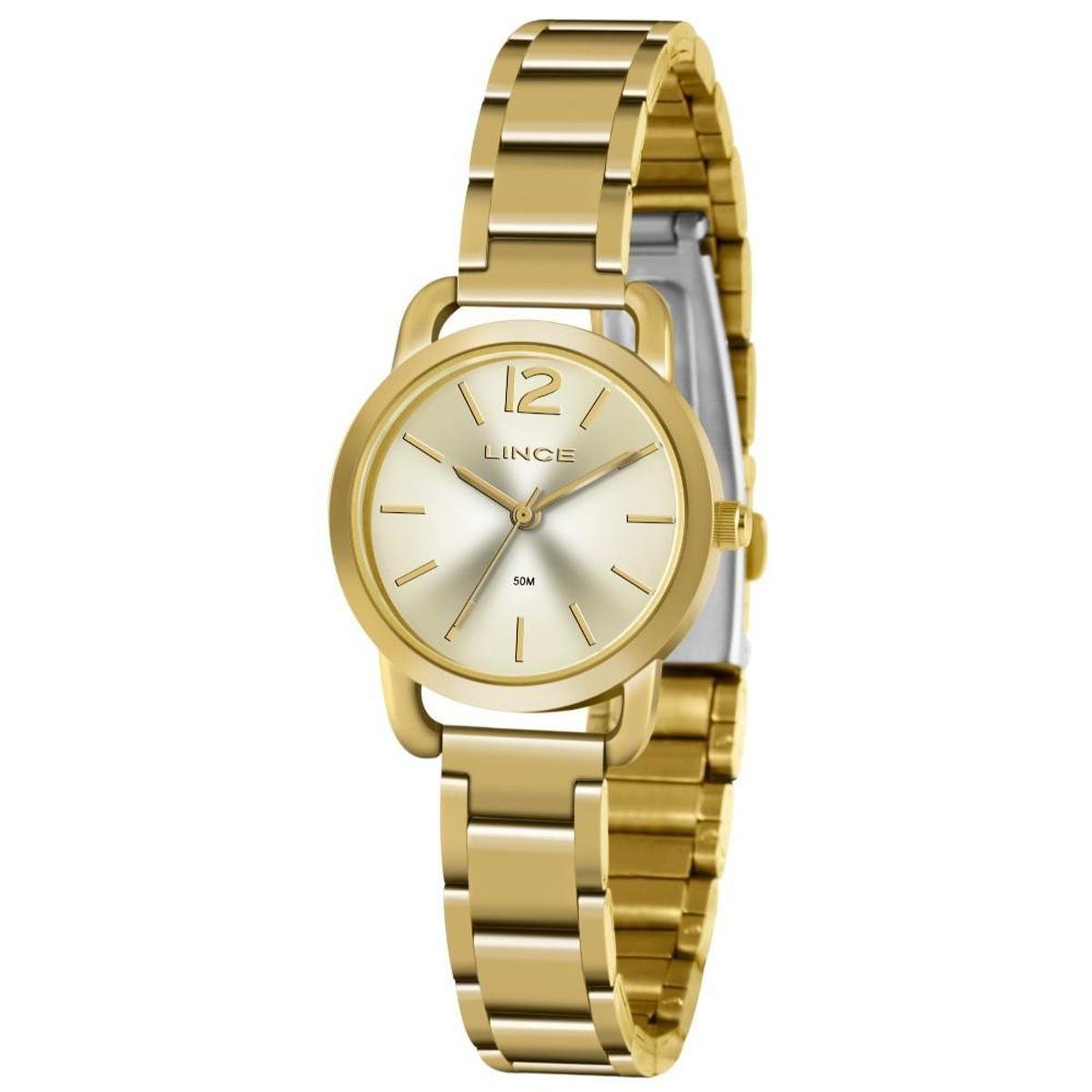 Relógio Pulso Analógico Quartz Feminino Lince LRGJ131L Dourado ...