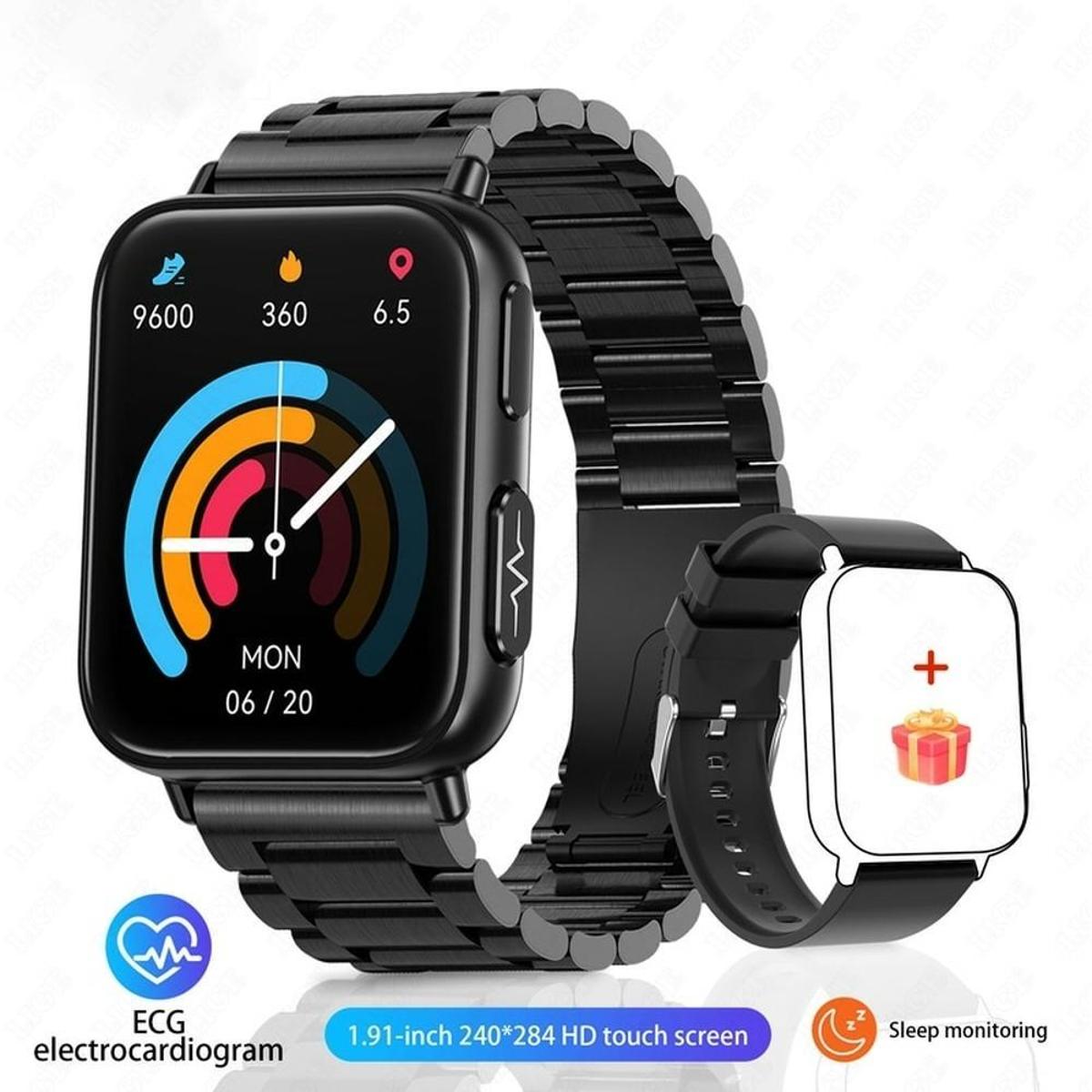 Relógio SmartWatch FOXBOX 8762D À Prova D'Água Preto Monitor ECG PPG ...