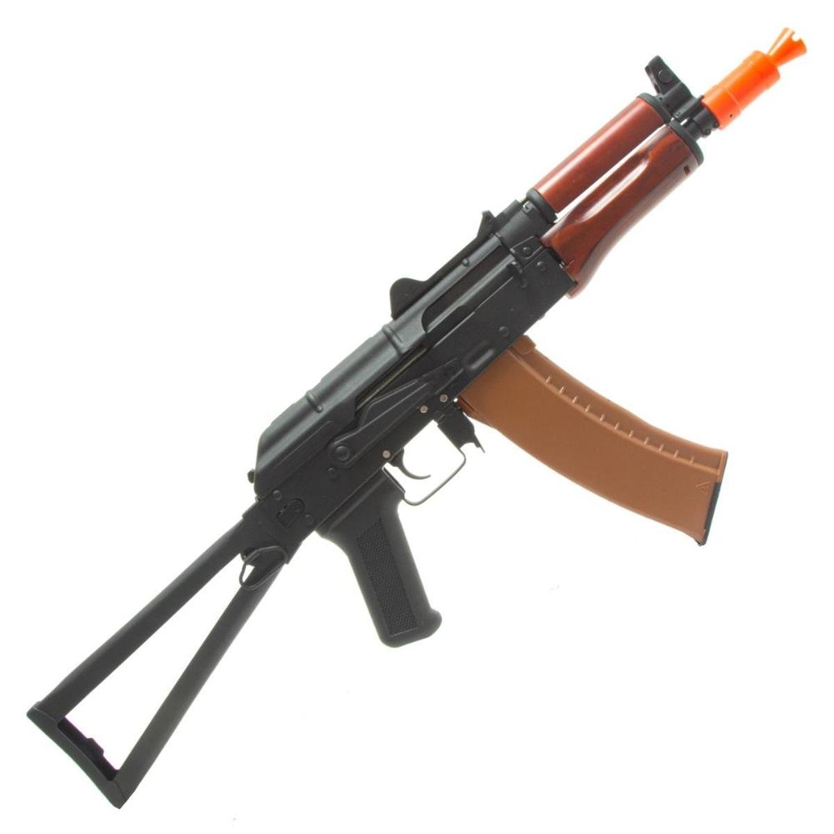 Rifle de Airsoft AEG Elétrico AK-74U Wood Full Metal C/ Modo Rajada - EVO - Preto | Netshoes