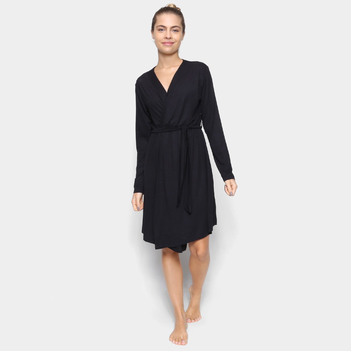 Robe Cor com Amor Liso Feminino - Preto | Netshoes
