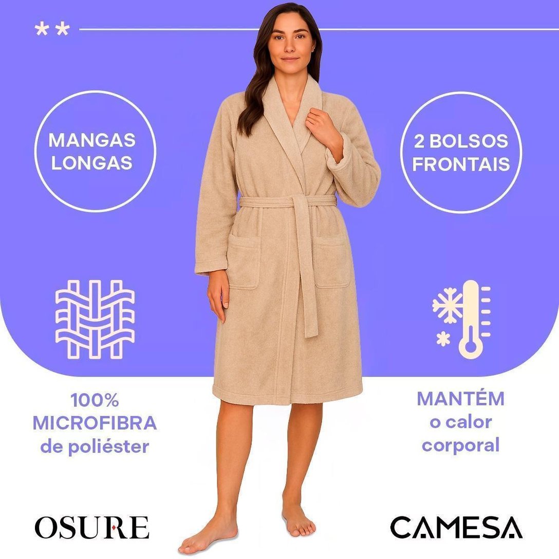 Roupão Microfibra Camesa Adulto Unissex Feminino Masculino Inverno Frio Quentinho Com Bolso ...