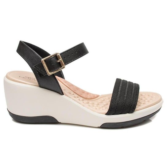 Sandália Anabela Feminina Massageadora Modare Ultraconforto Preto 36 ...