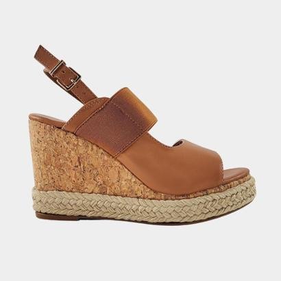 Sandália Anabela forrada corda e juta Limari - Caramelo | Netshoes