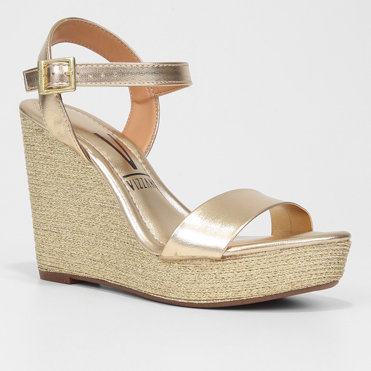 Sandália Anabela Vizzano Salto Alto Cortiça Feminina - Dourado | Netshoes