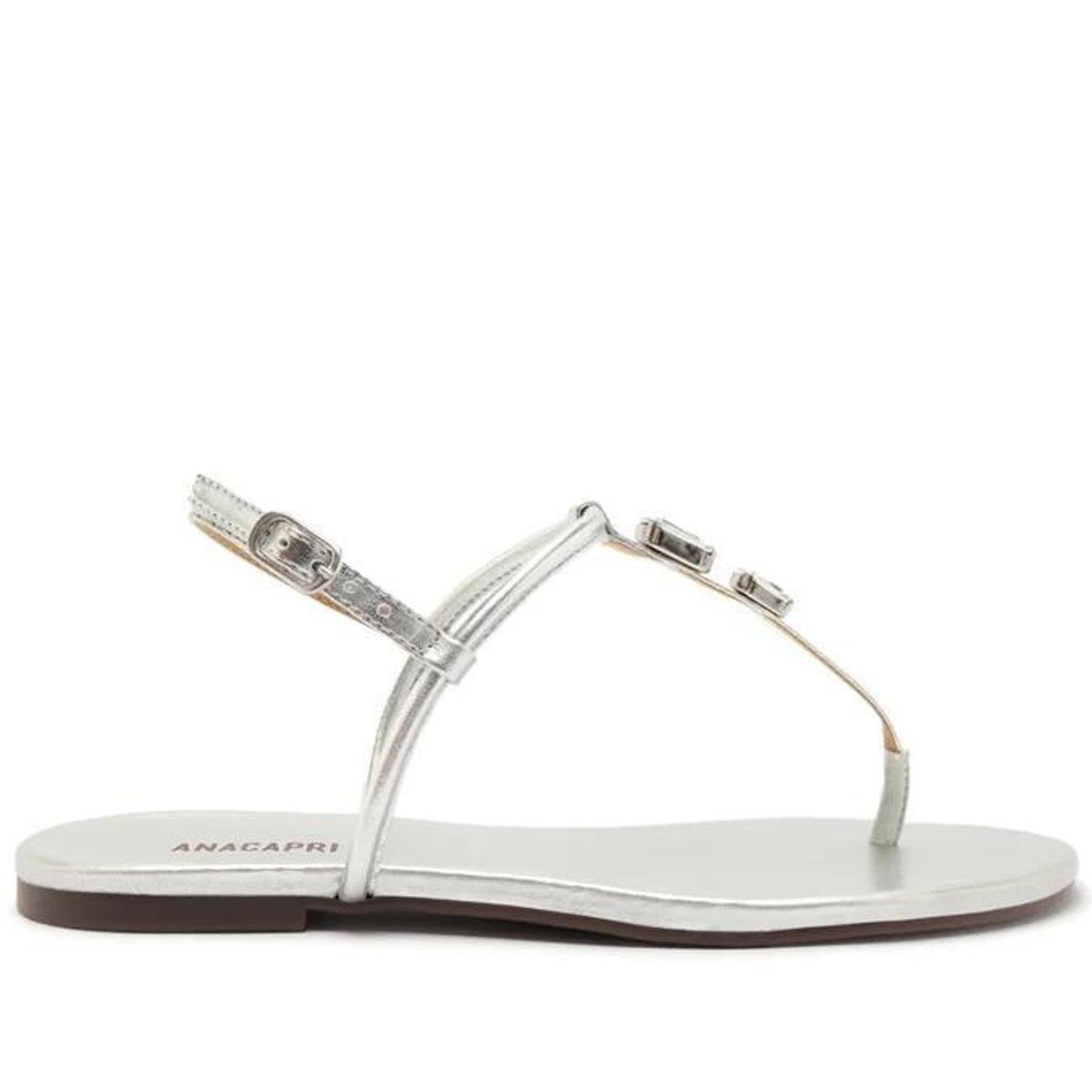 Sandália Anacapri Slim Pedraria Prata - Prata | Netshoes