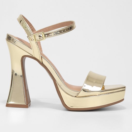 Sandália Beira Rio Salto Alto Metálica Feminina - Dourado | Netshoes