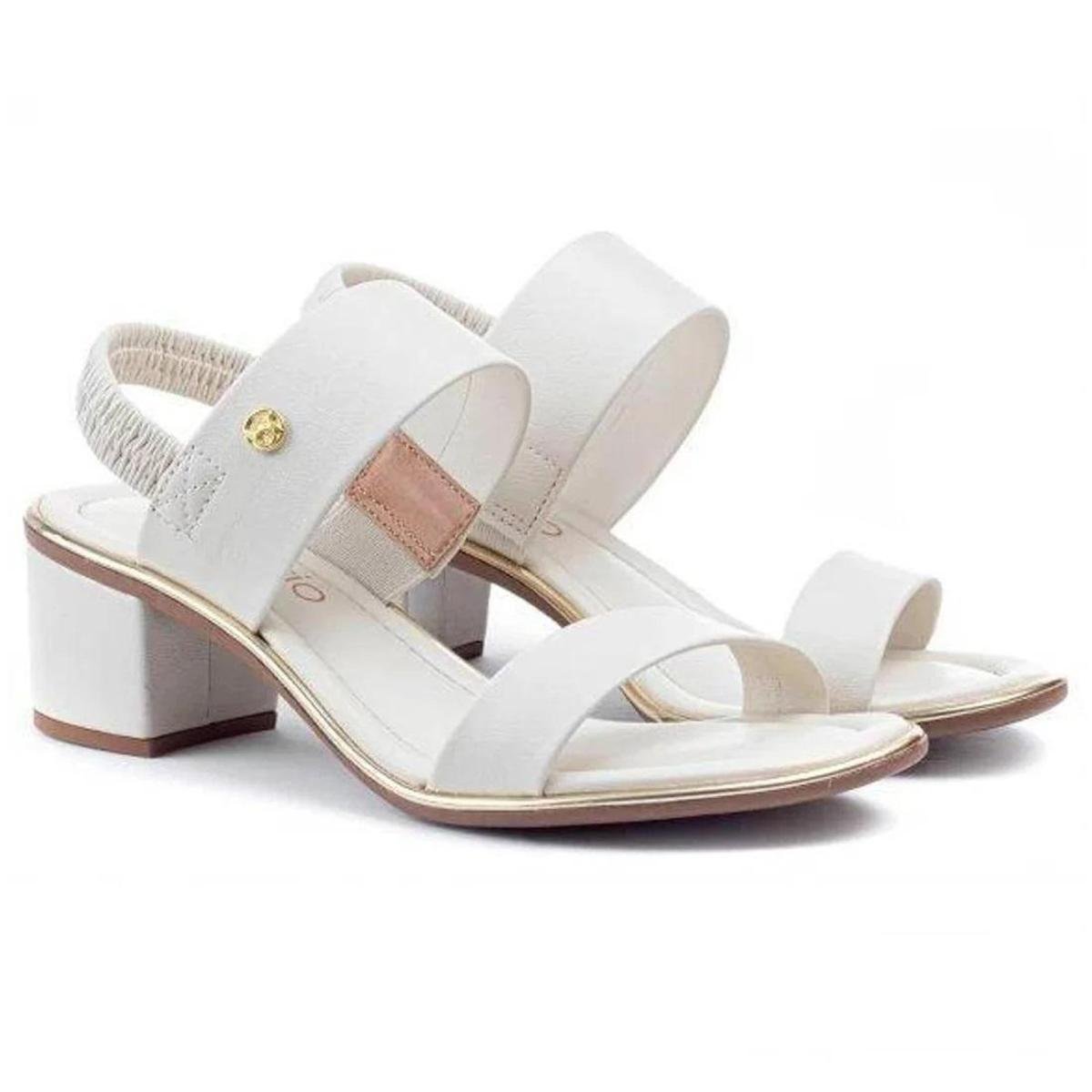 Sandália Beira Rio Salto Grosso Básica Feminina - Branco | Netshoes