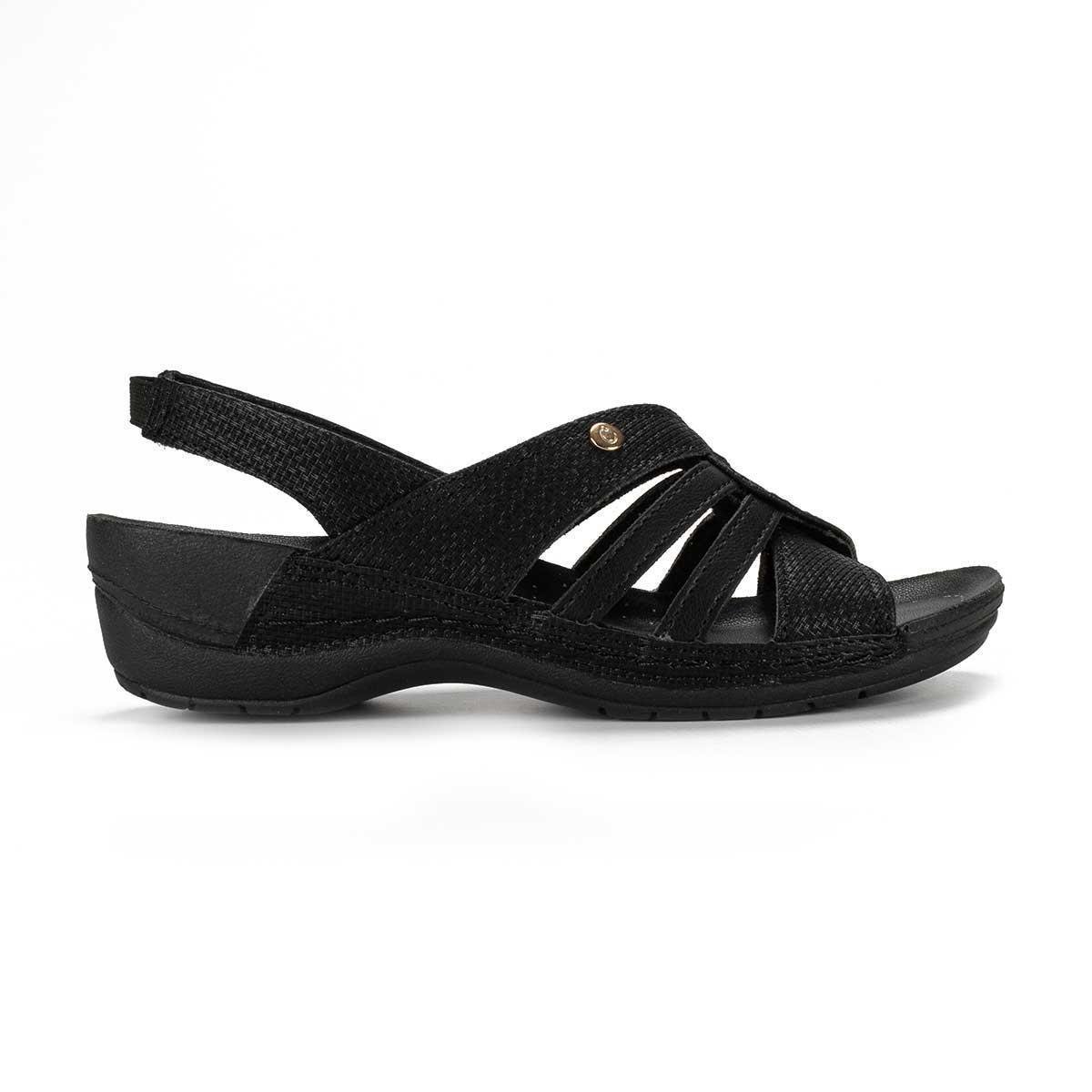 Sandália Campesí Anabela de Calce Fácil - Preto | Netshoes