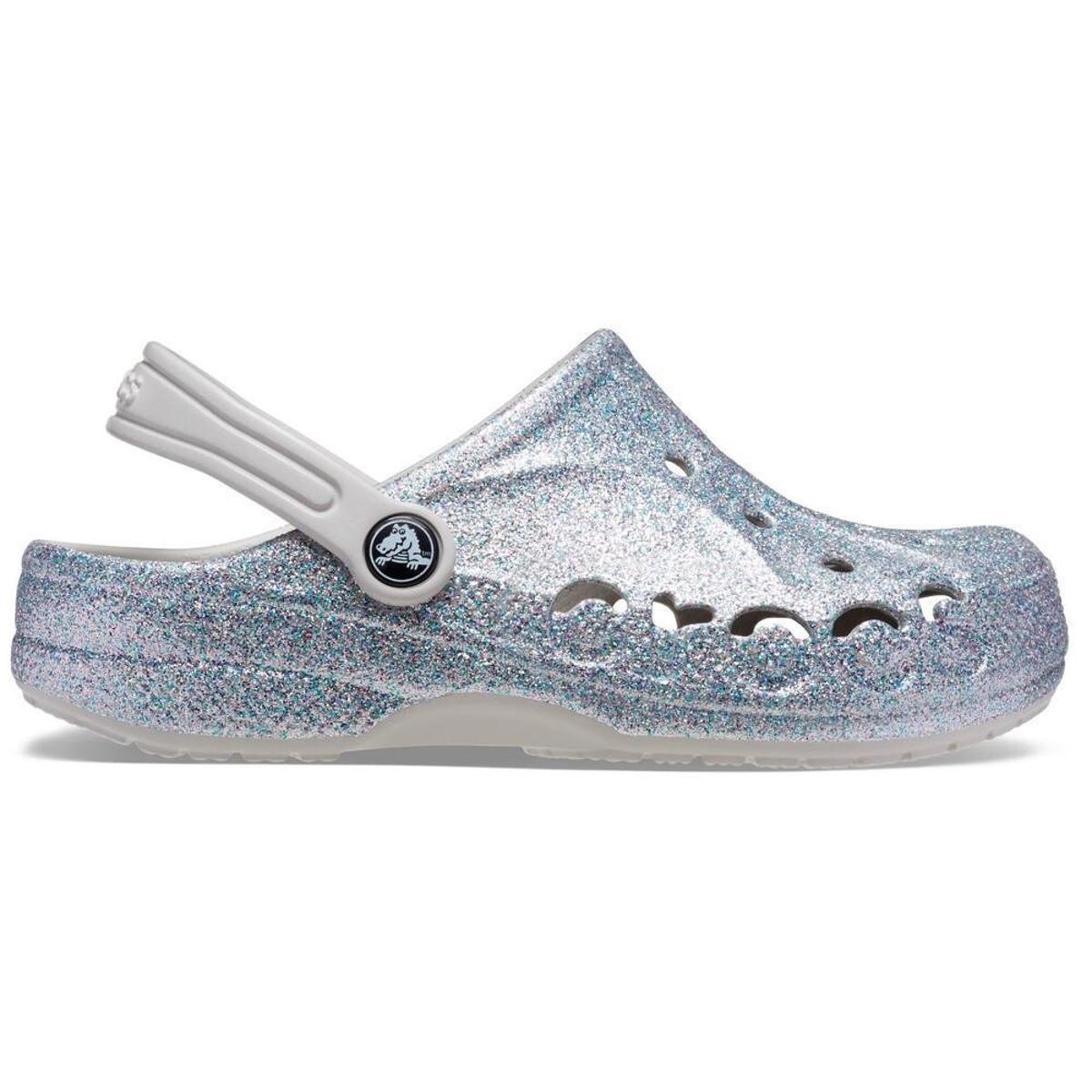 Sandália crocs baya glitter clog k silver - Cinza | Netshoes