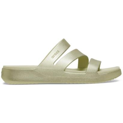 Sandália Crocs Getaway Metallic Strappy Sandal Champagne Metallic ...