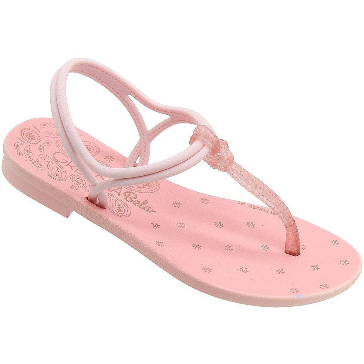 Sandália De Dedo Infantil Grendha Bela Cacau Delicadeza Menina - Rosa ...