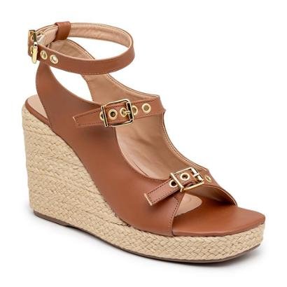 Sandália Feminina Anabela Plataforma Salto em Juta - Caramelo | Netshoes