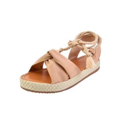 Sandália feminina de Amarrar na perna Salto Baixo Flatform Corda ...