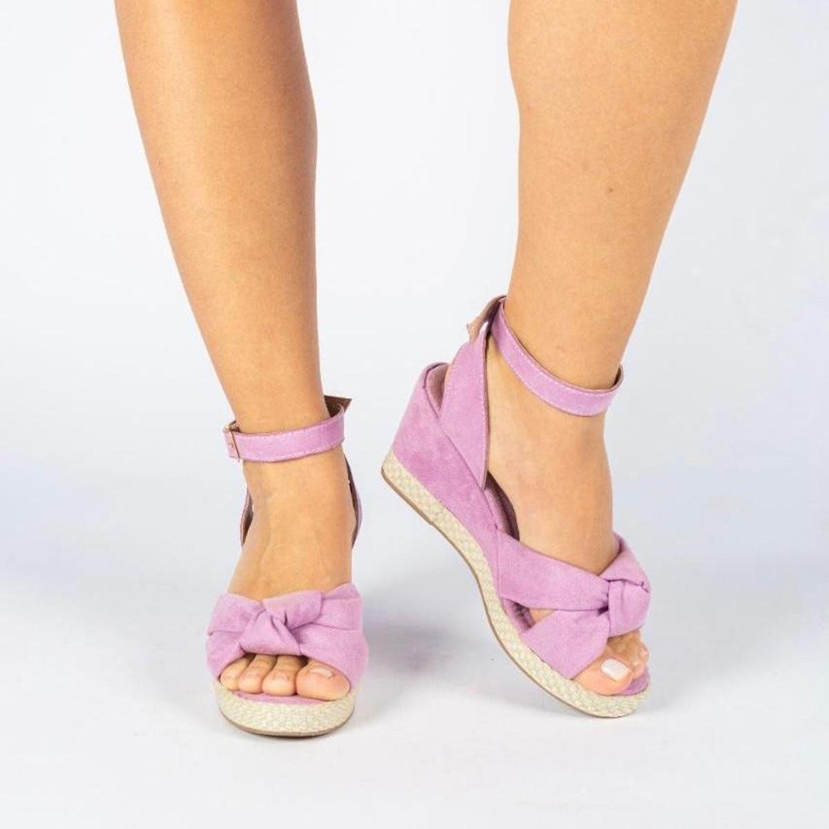 Sandália Feminina De Salto Anabela-espadrile Plataforma Linha Verão ...