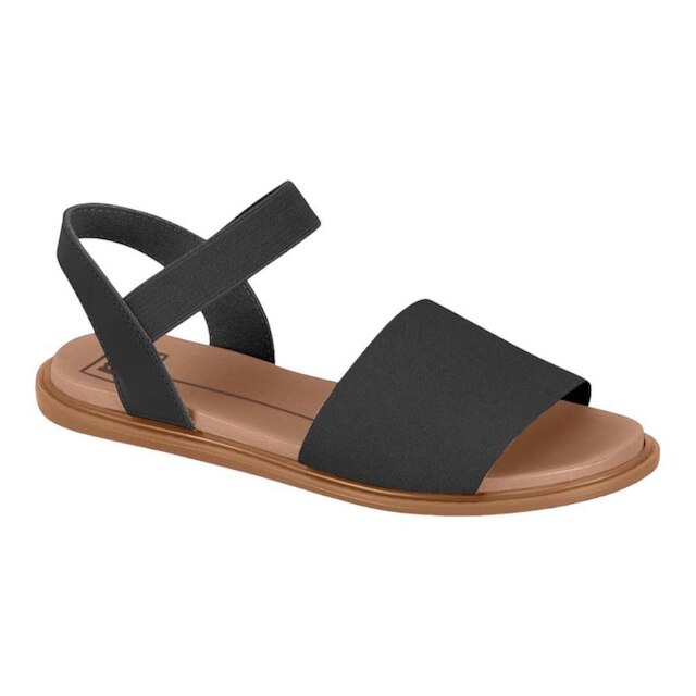 Sandália Feminina Moleca Lona Sider/Verniz com Elástico 5450111 - Preto ...