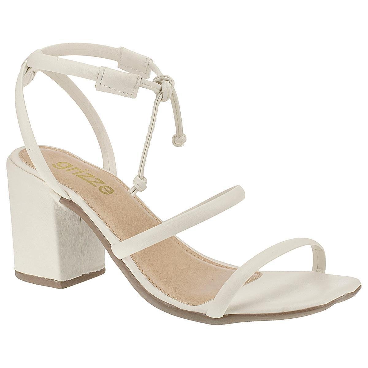 Sandalia Feminina Salto Alto Moda Bloco Grosso Confortavel - Bege ...