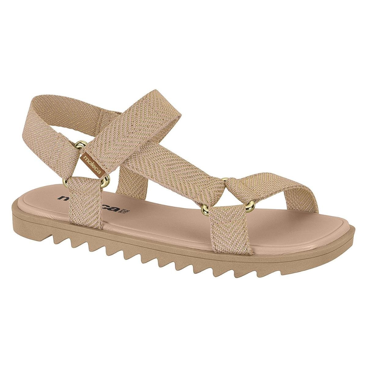 Sandália Flats Moleca Bege e Dourado Feminina MOLECA - Bege | Netshoes