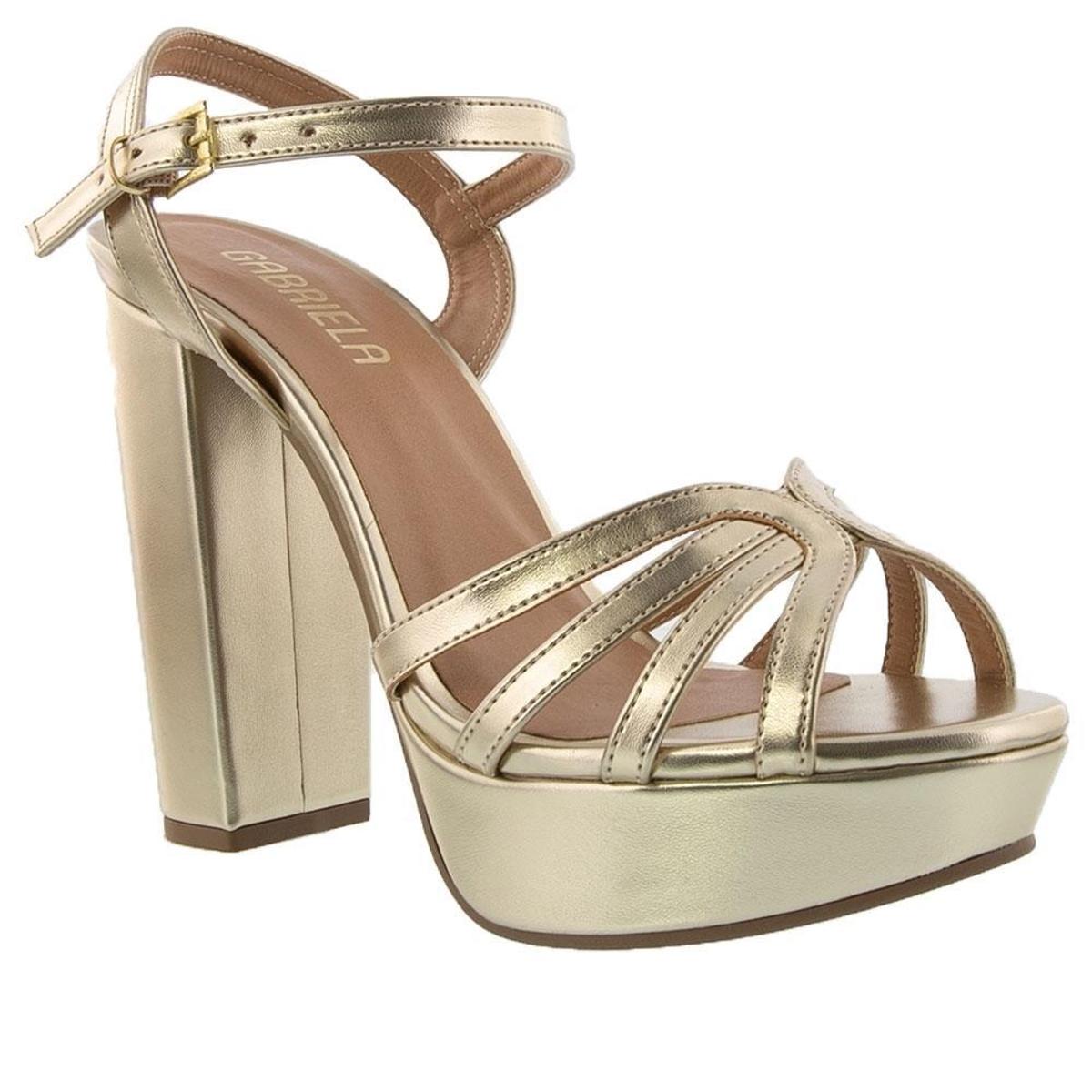 Sandália Gabriela Meia Pata Pespontos Metalizada Dourada - Ouro | Netshoes