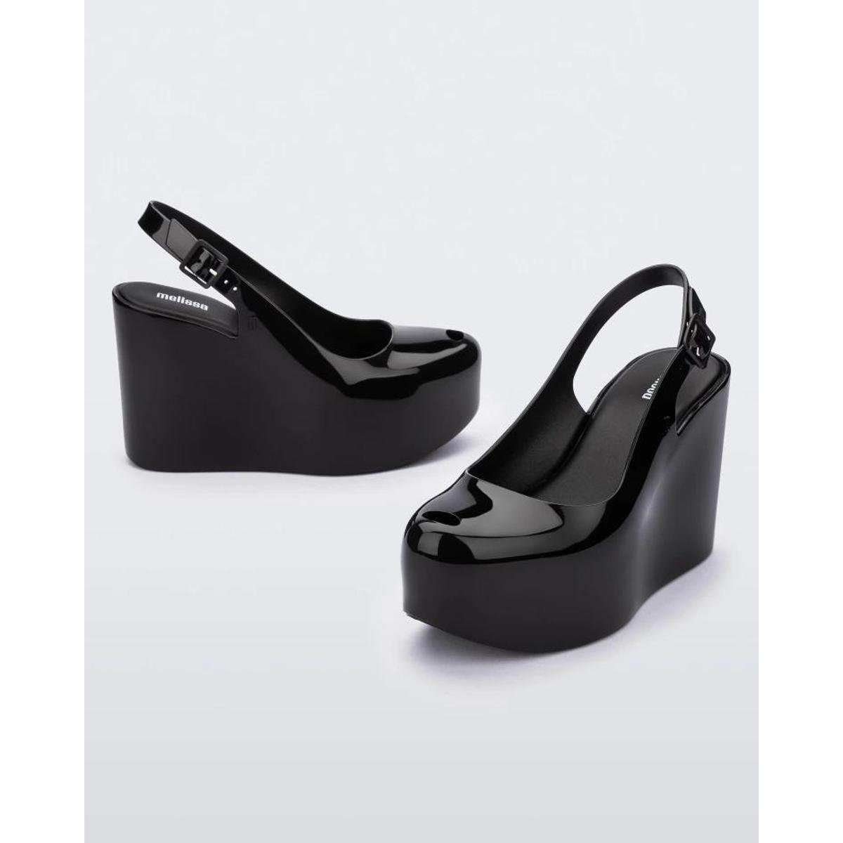 Sandália Melissa Salto Grovvy Wedge Plataforma Original - Preto | Netshoes